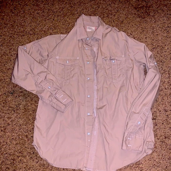 Free Planet | Shirts | Tan Button Up Shirt | Poshmark